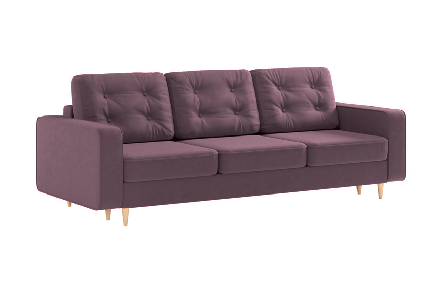 Диван-кровать, трехместный Хэппи, Легкомаркет, в цвете фиолетовый (Велутто 35), блок независимых пружин
