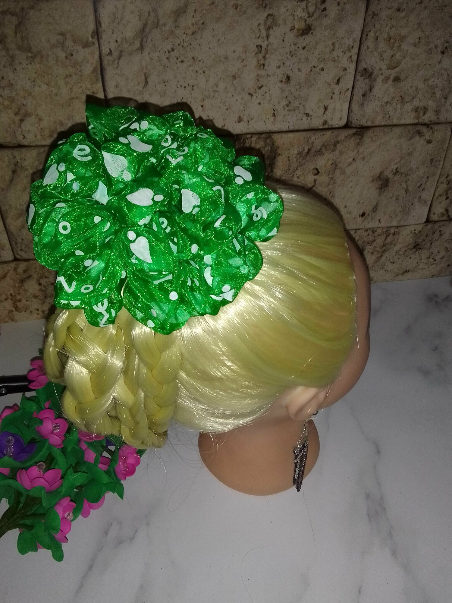 Резинка для волос "Большой пион 15 см"из органзы, для девочек