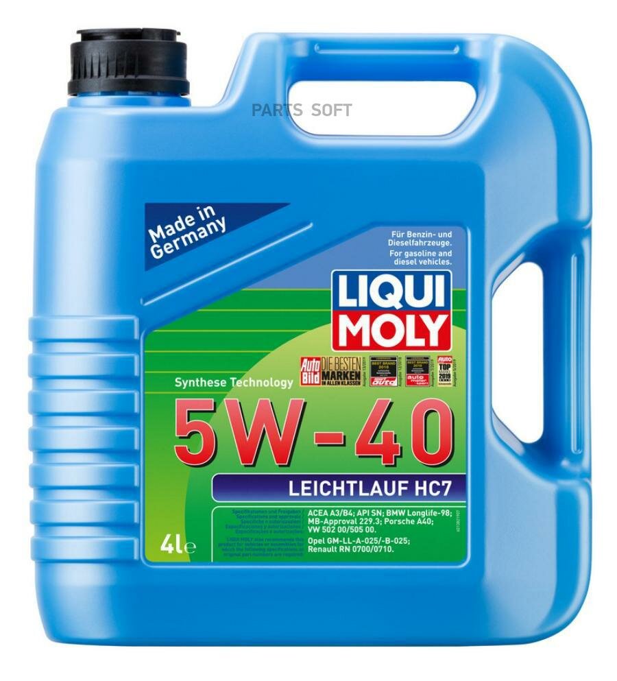 LIQUI MOLY 1382 НС-синт. мот. масло Leichtlauf HC 7 5W-40 SN A3/B4 (4л)