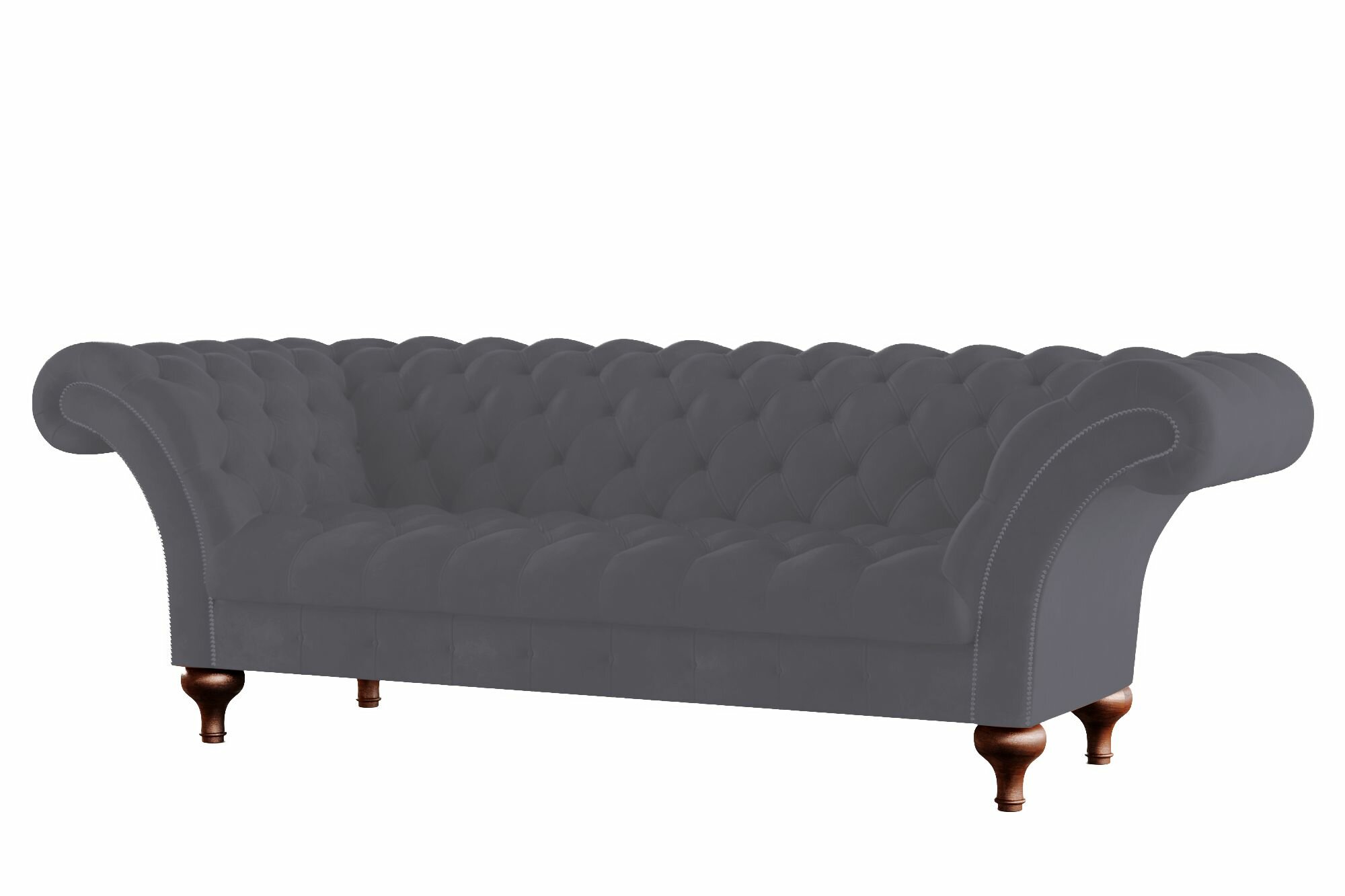 Диван-кровать прямой Chester Lux для гостиной c подлокотниками, серый, велюр, раскладной, 237х113х86см