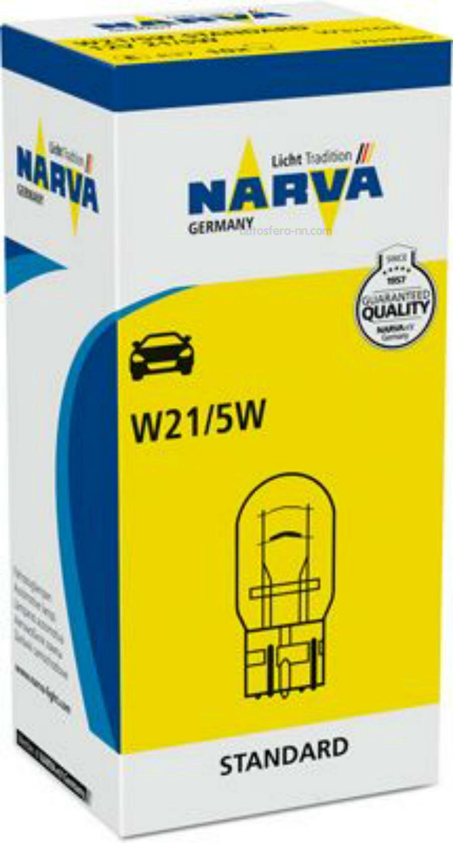 NARVA 179193000 17919 Лампа W21/5W 12V 21/5W W3x16q Carton Box 1шт