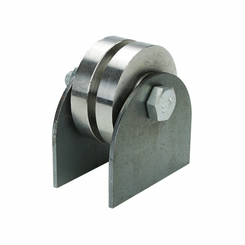 Ролик для откатных ворот металлический на пластинах, D65 мм, под полосу