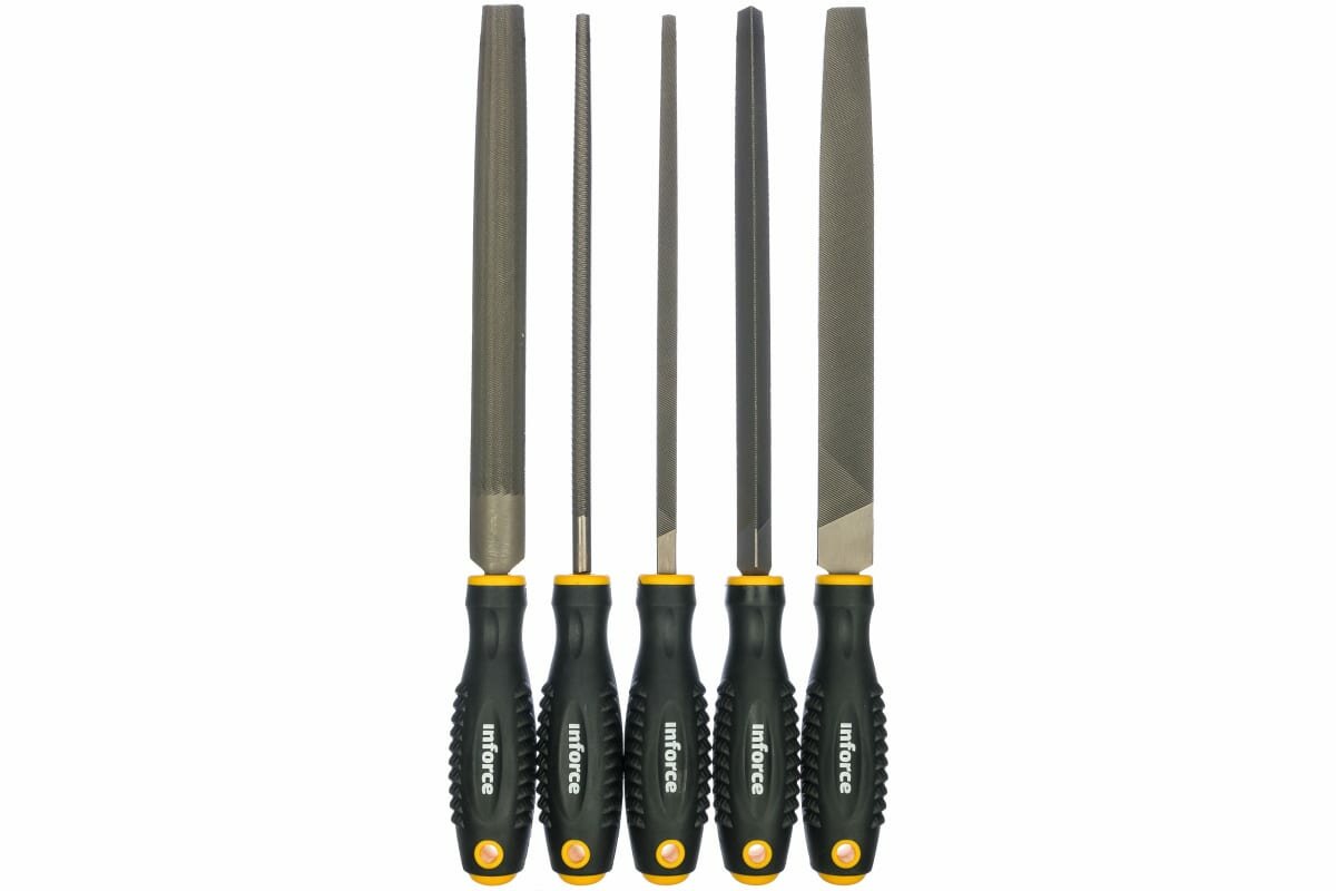 Inforce набор напильников 5 шт 06-15-06 для обработки металла и дерева с профилями