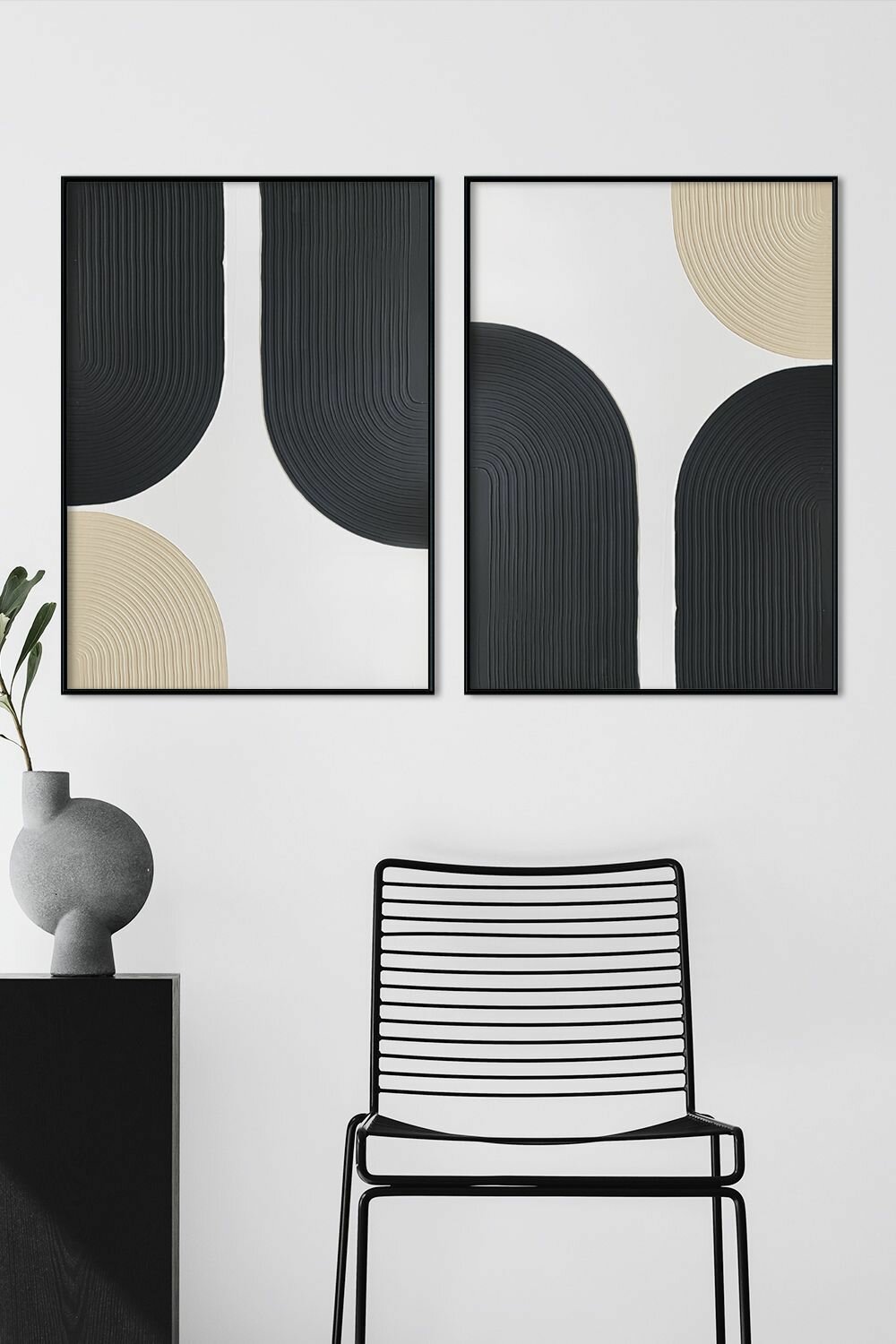 Картины на стену рельефные из гипса DECORMARKT Пара №31, 50х70 см, в черных рамках