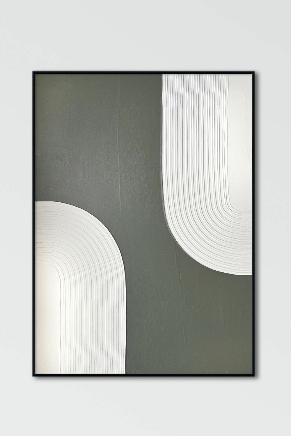 Картина на стену рельефная DECORMARKT Белые арки на зеленом, в черной рамке 50х70 см