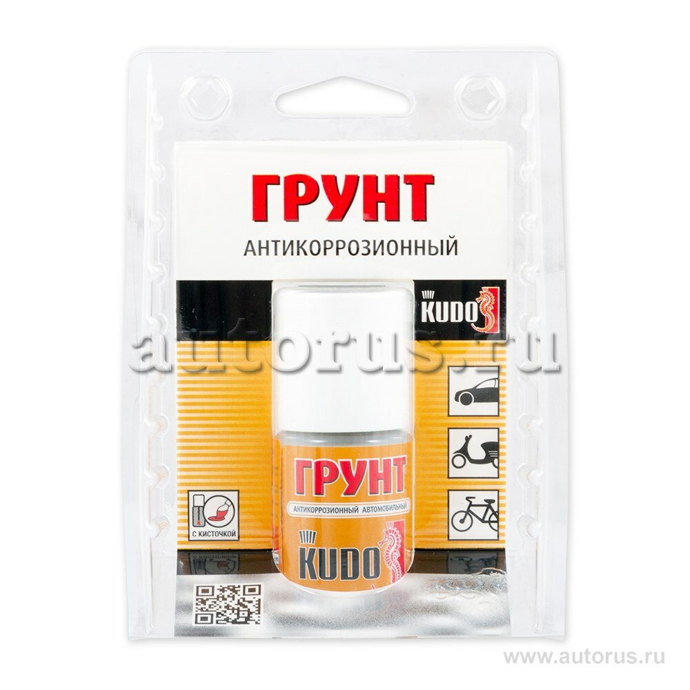 Грунт антикоррозионный ремонтный во флаконе с кисточкой, 15 мл. kudo ku-70006