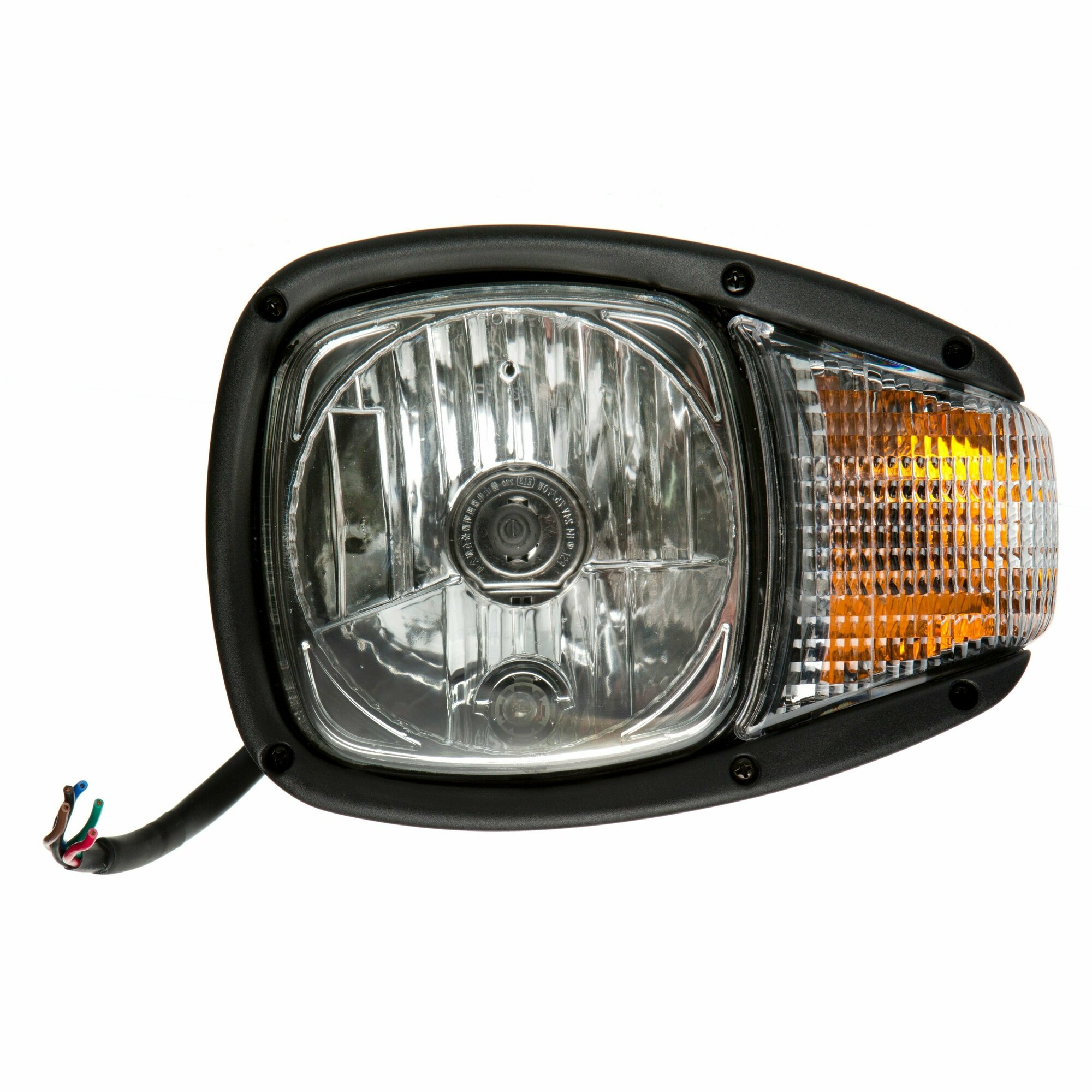 Фара ближнего дальнего света HR-A-016LB, H4+w5w, заднее крепление, левая, провод, 24В