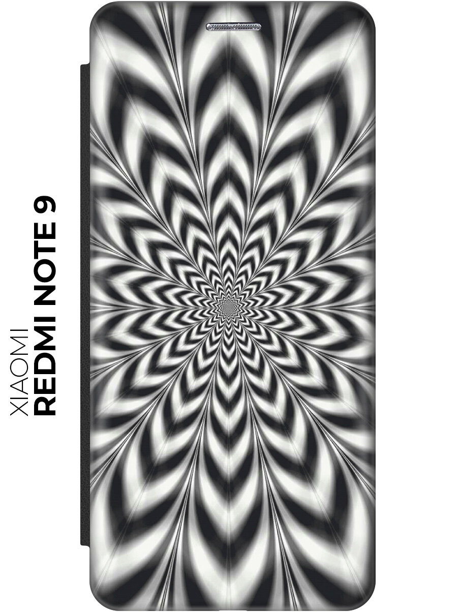 Чехол-книжка Черно-белая иллюзия на Xiaomi Redmi Note 9 / Сяоми Редми Ноут 9 черный