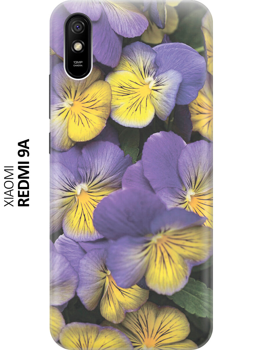 Силиконовый чехол Фиолетовые и желтые фиалки на Xiaomi Redmi 9A / Сяоми Редми 9А
