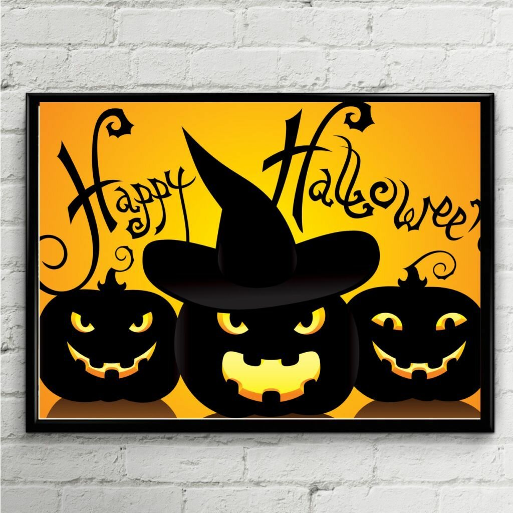 Постер "Hapy Halloween" на Хэллоуин (Halloween) от Cool Eshe А3