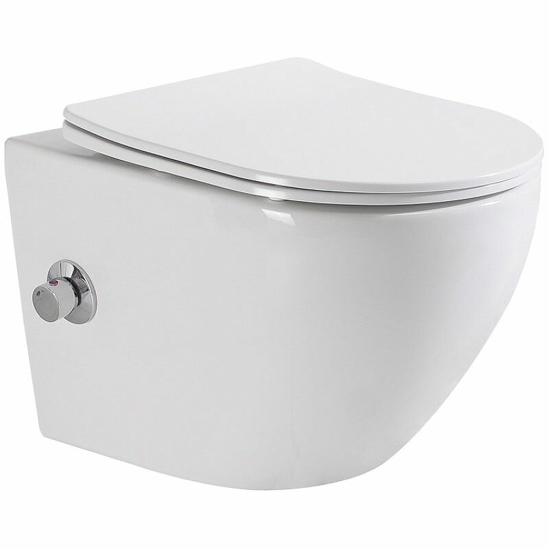 Унитаз подвесной с сиденьем, функцией биде и смесителем BelBagno (Бельбагно) UNO BB3105CHR-BS/SC