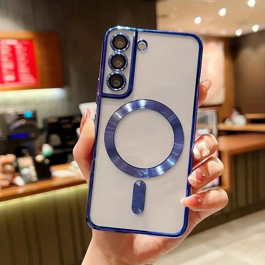 Силиконовая накладка с Magsafe Magnetic для Samsung S23 синий