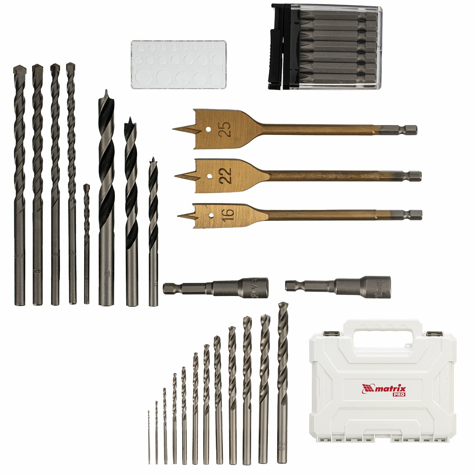 Набор сверл комбинированный, сверла по металлу 1-10 мм 50 предметов Pro Matrix 725650