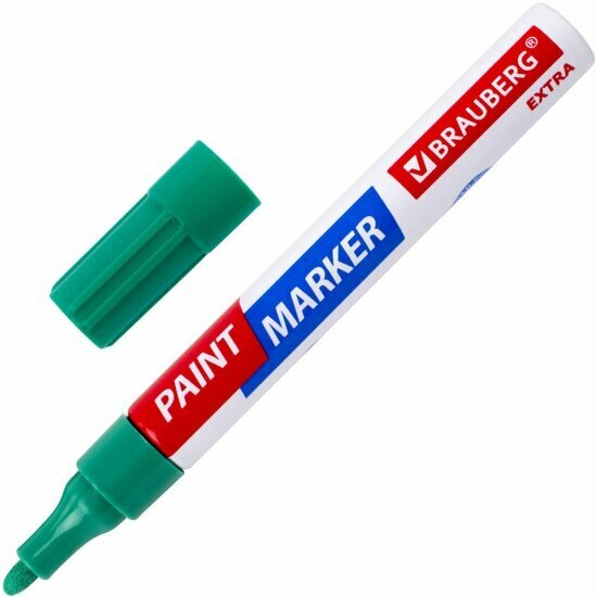 Маркер-краска Brauberg лаковый EXTRA (paint marker) 4 мм, зеленый, улучшенная нитро-основа,
