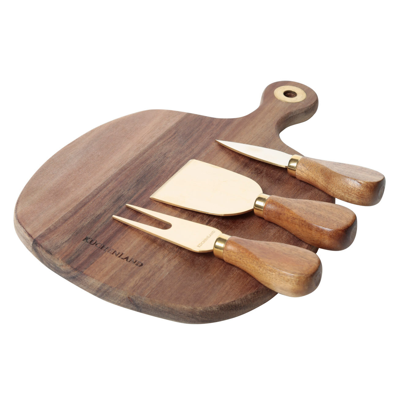 Набор для сыра Kuchenland, 3 предмета, с разделочной доской, дерево/сталь