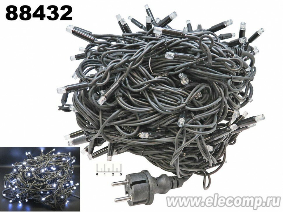 Гирлянда светодиодная занавес белая 3*2м 240LED (черная нить) для улиц мерцание IP67