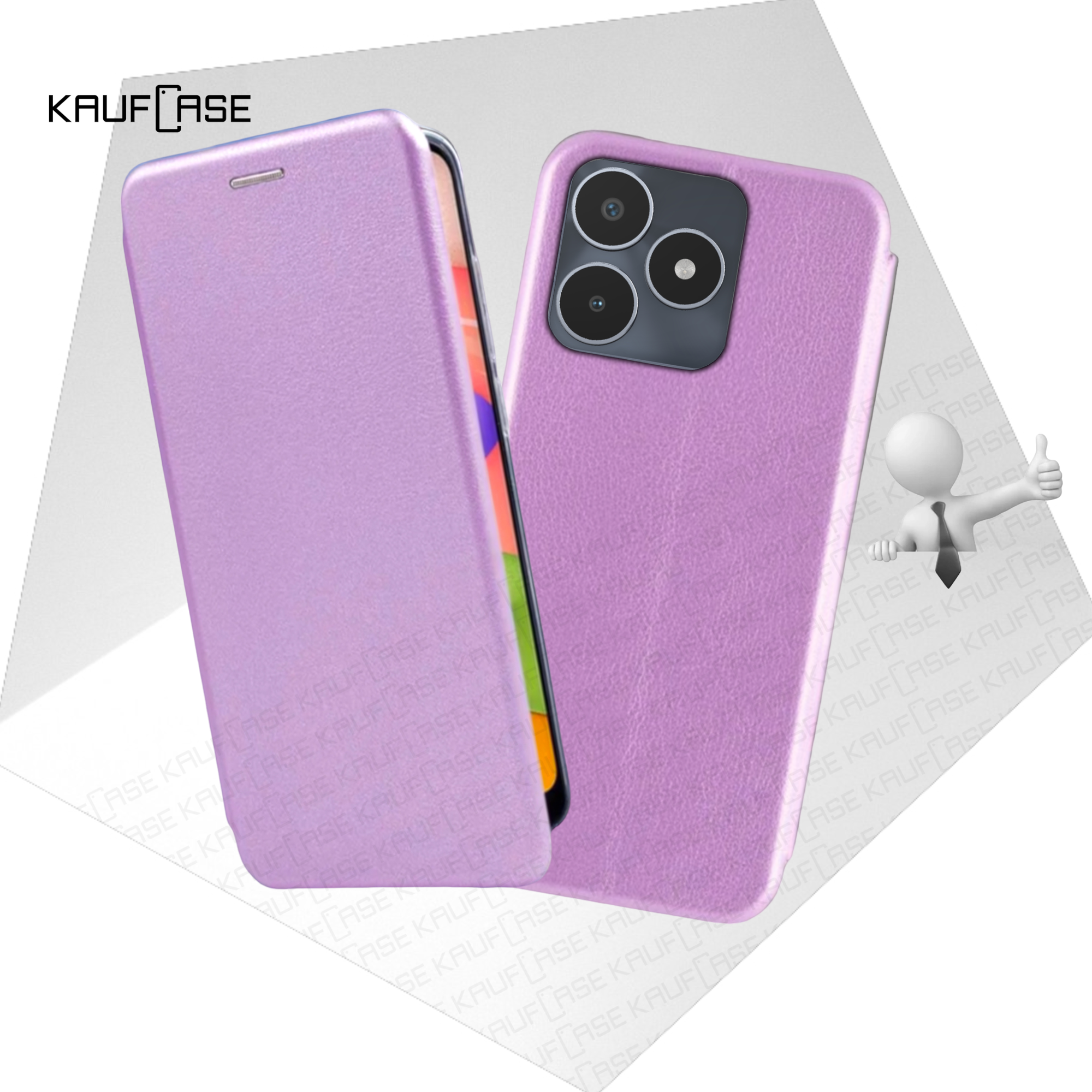 Чехол книжка для телефона Realme Note 50 (6.74"), сиреневый. Текстура под кожу
