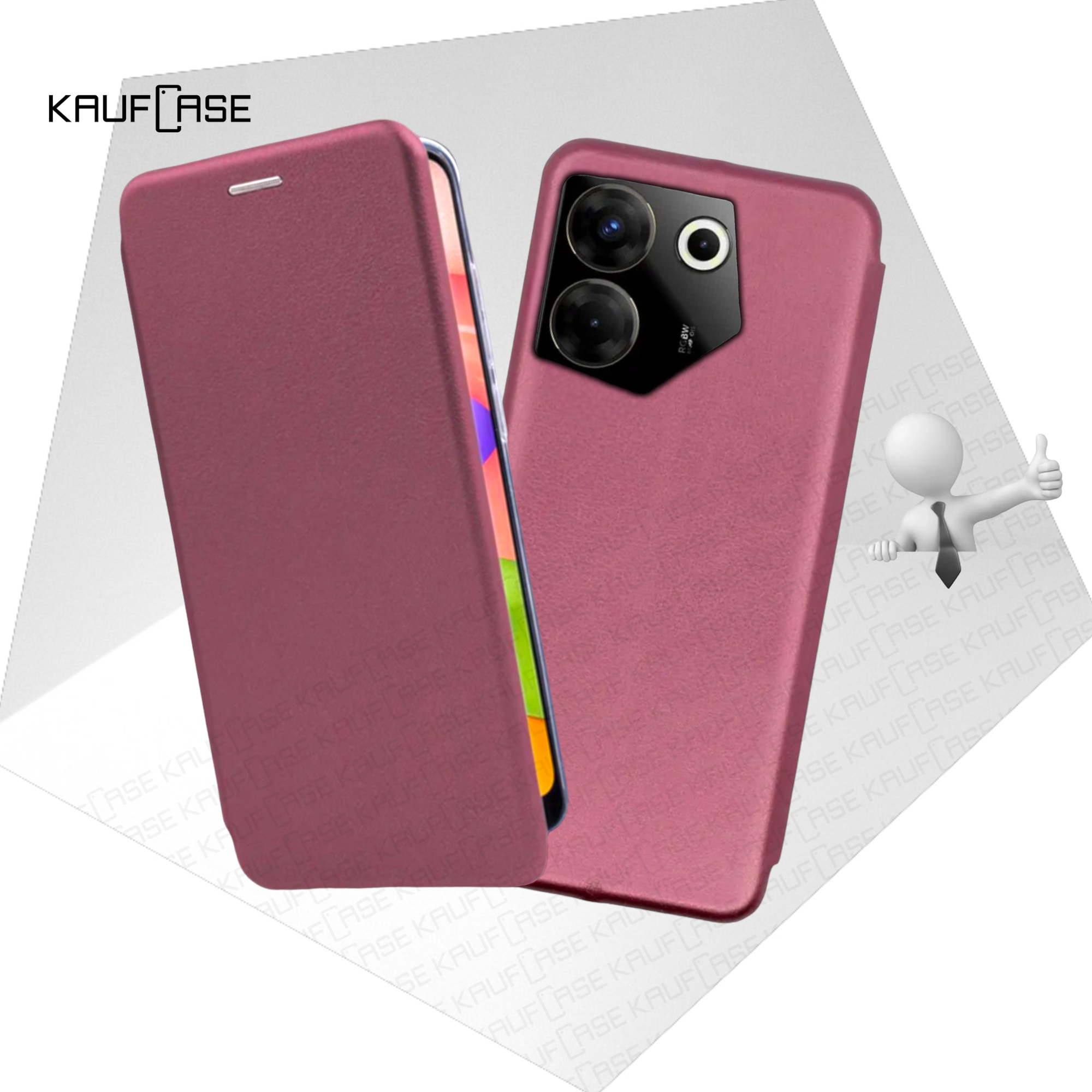 Чехол книжка для телефона Tecno Camon 20 Pro 5G (CK8n) (6.67"), бордовый. Текстура под кожу