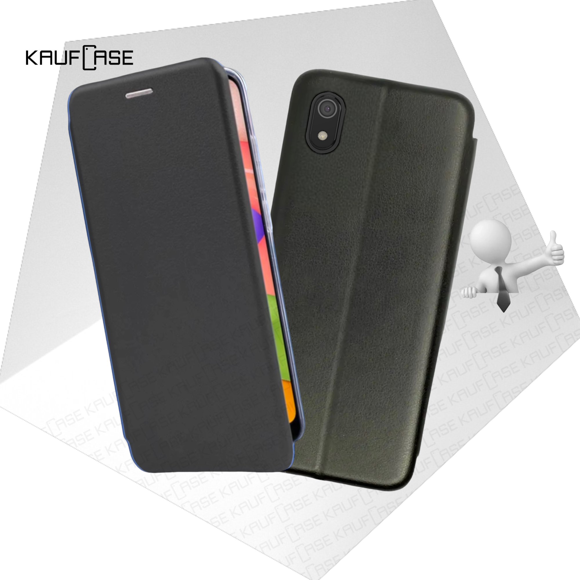 Чехол книжка для телефона Samsung A01 Core (A013) (5.3"), черный. Текстура под кожу