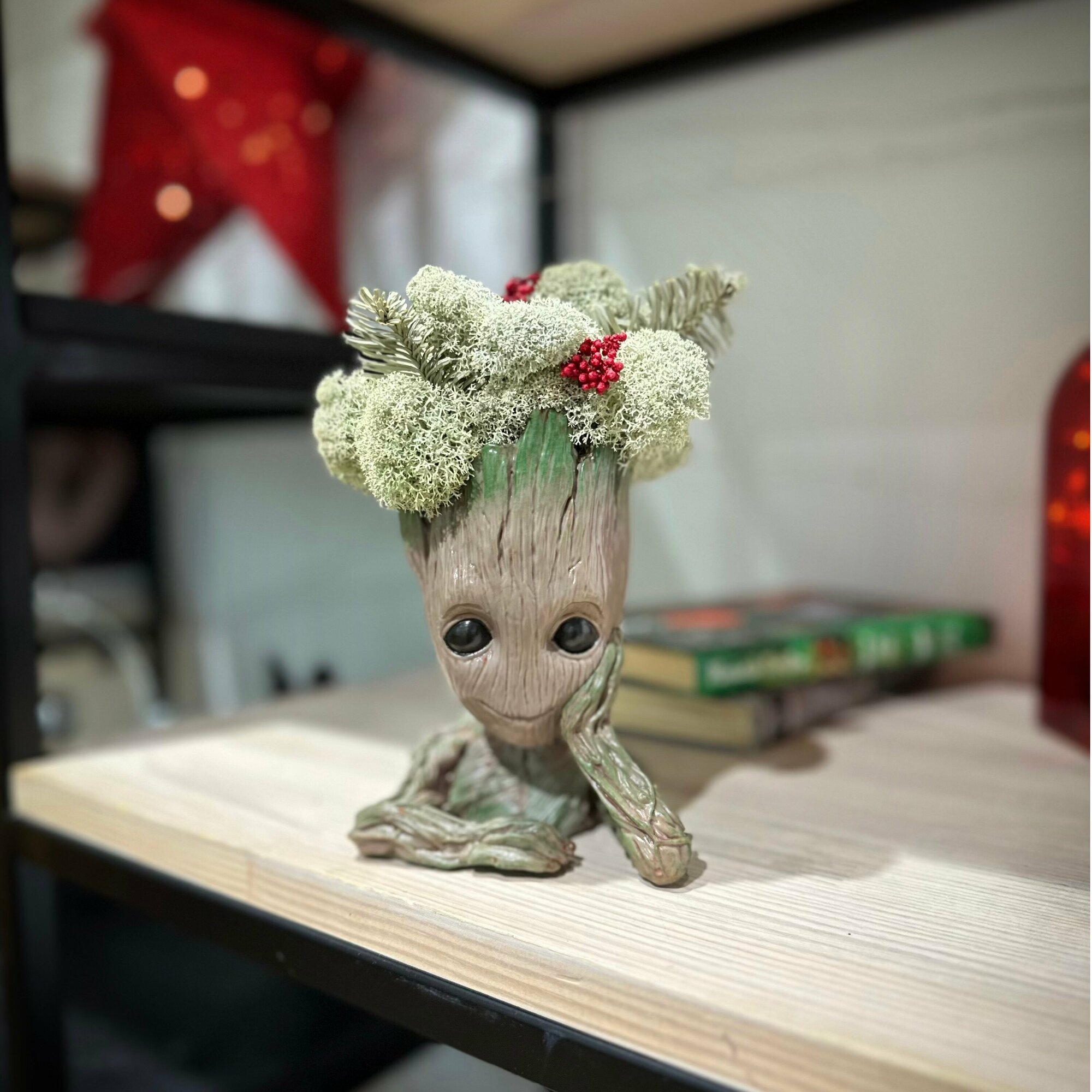 Кашпо Дом Мха MossArt "Грут", пластик, стабилизированный мох