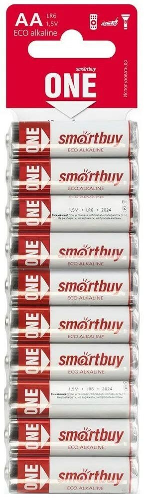 Батарейки Smartbuy LR06 ONE BL10/300 10шт белые