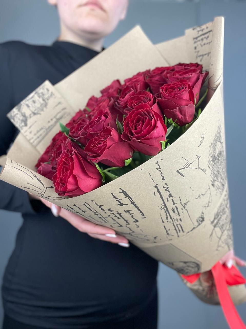 Букет Botanique "25 Роз 40см", монобукет, роза, крафт-бумага