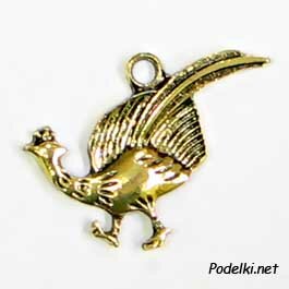 Фурнитура для бижутерии Подвеска Павлин 0003824 золотой цвет 24x19 мм, цена за 10 шт.