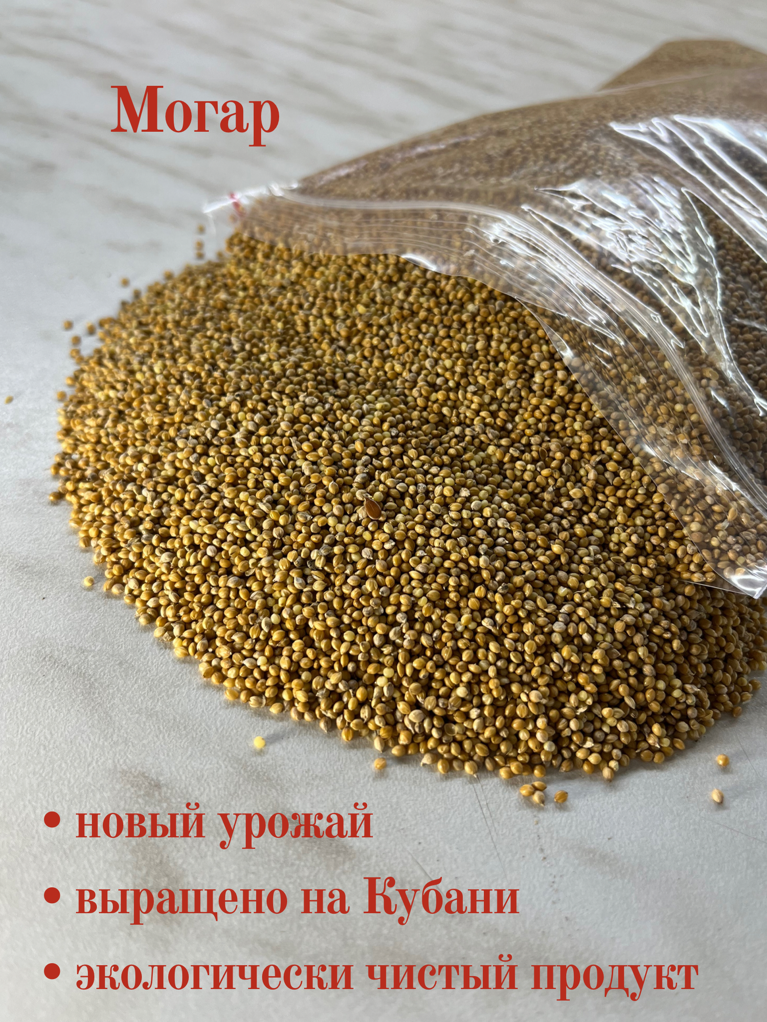 Итальянское просо "Могар" корм для домашних, лесных, уличных, декоративных птиц, попугаев, канареек и грызунов 1000 г.