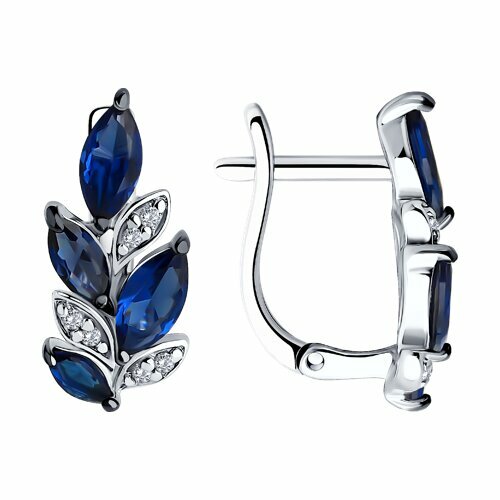 Серьги, серебро, 925 проба, родирование, фианит