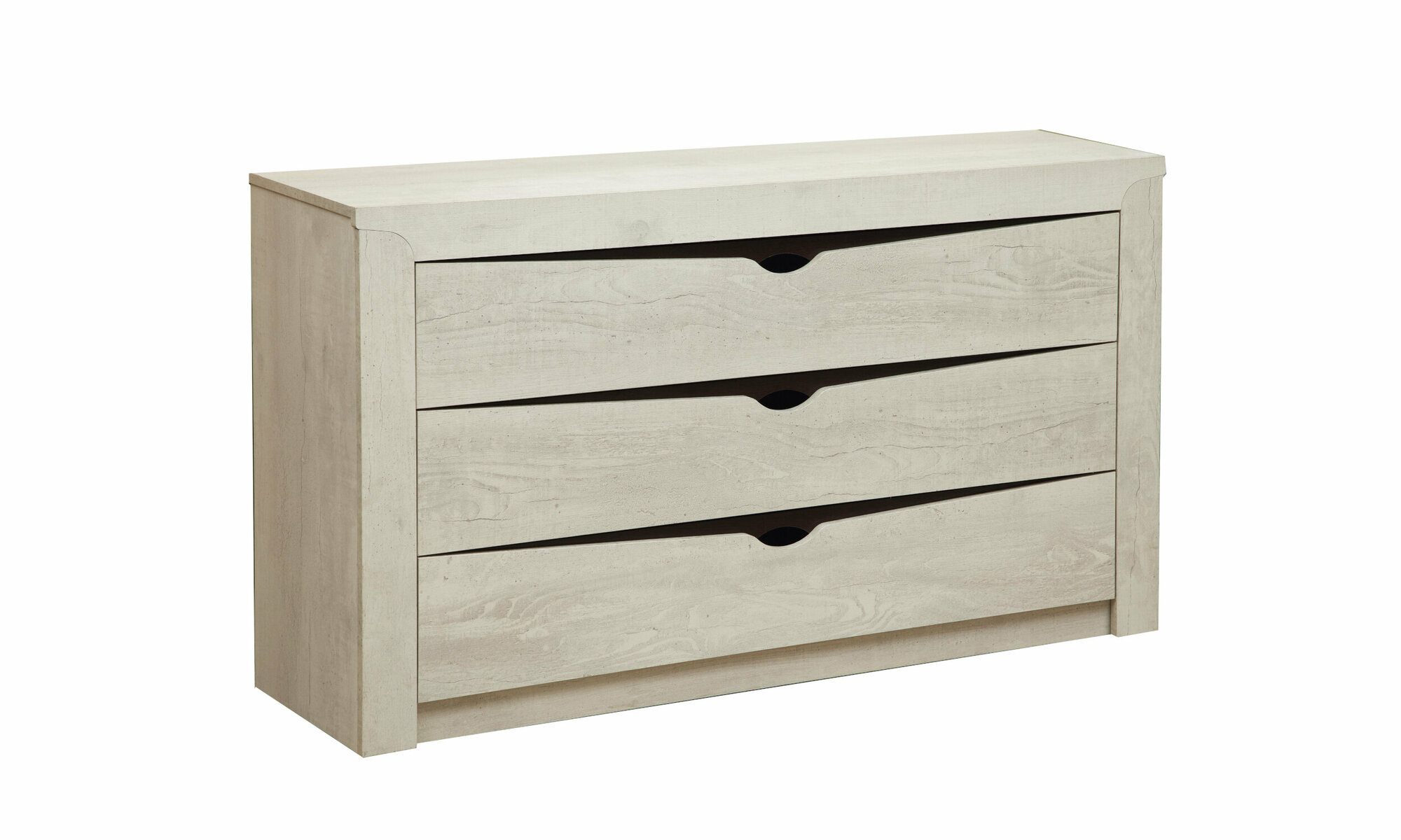 Комод для одежды Нонтон Лючия, 137х38х78 см, 3 ящика, бетон пайн белый