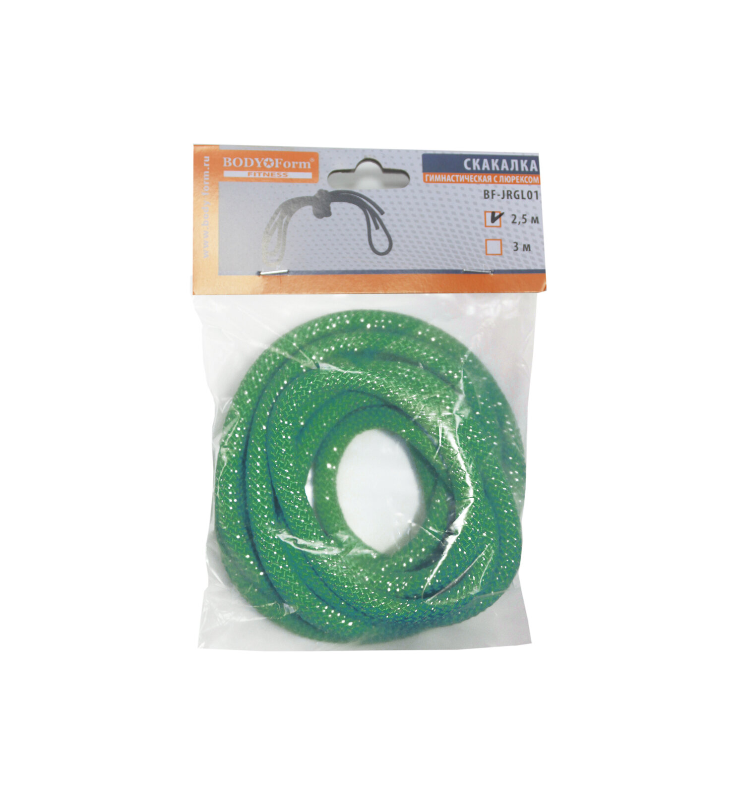 Скакалка гимнастическая с люрексом Bf-sk03 (bf-jrgl01) 2.5м, 150гр. (зеленый)