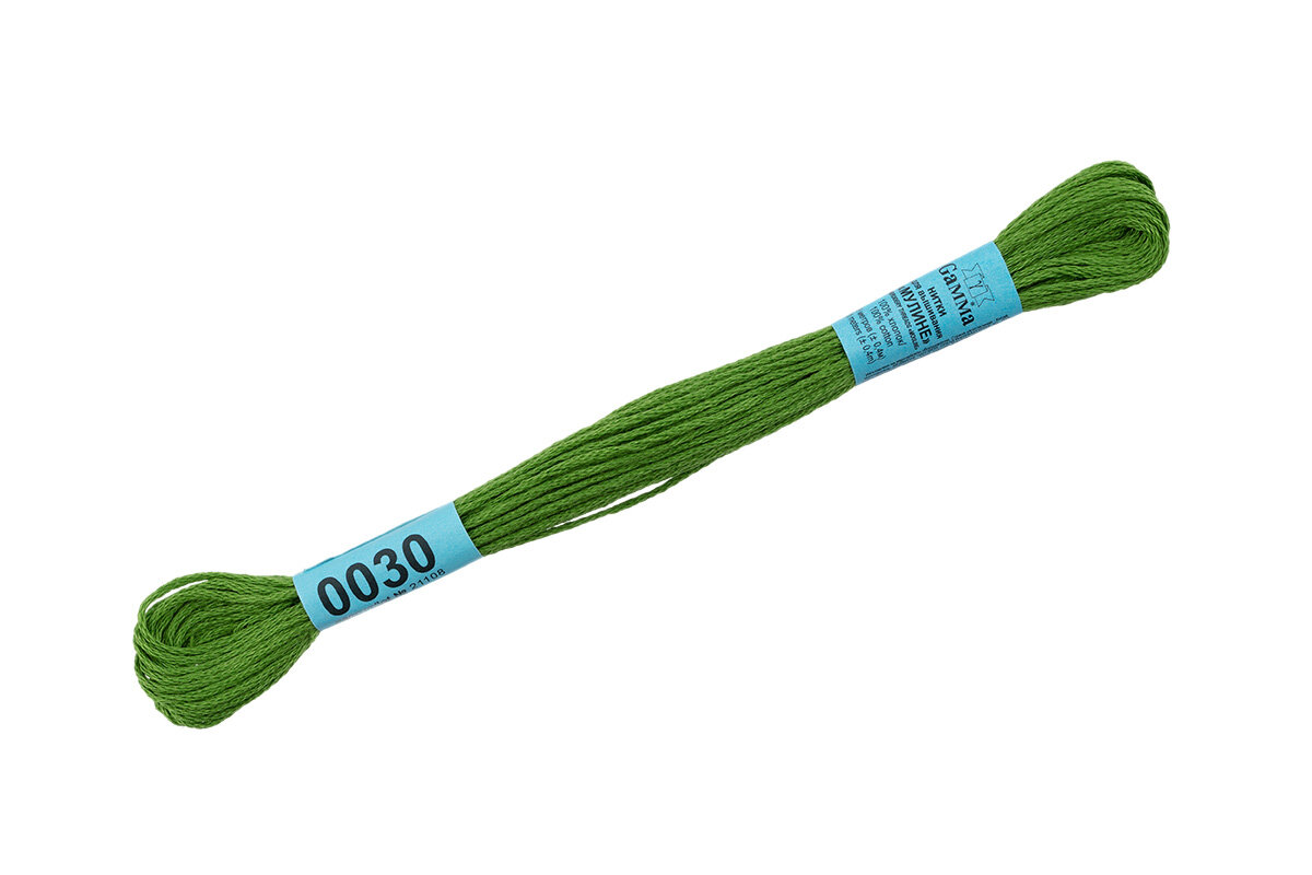 Мулине GAMMA нитки для вышивания 8м. 0030 травяной, 1 штука.