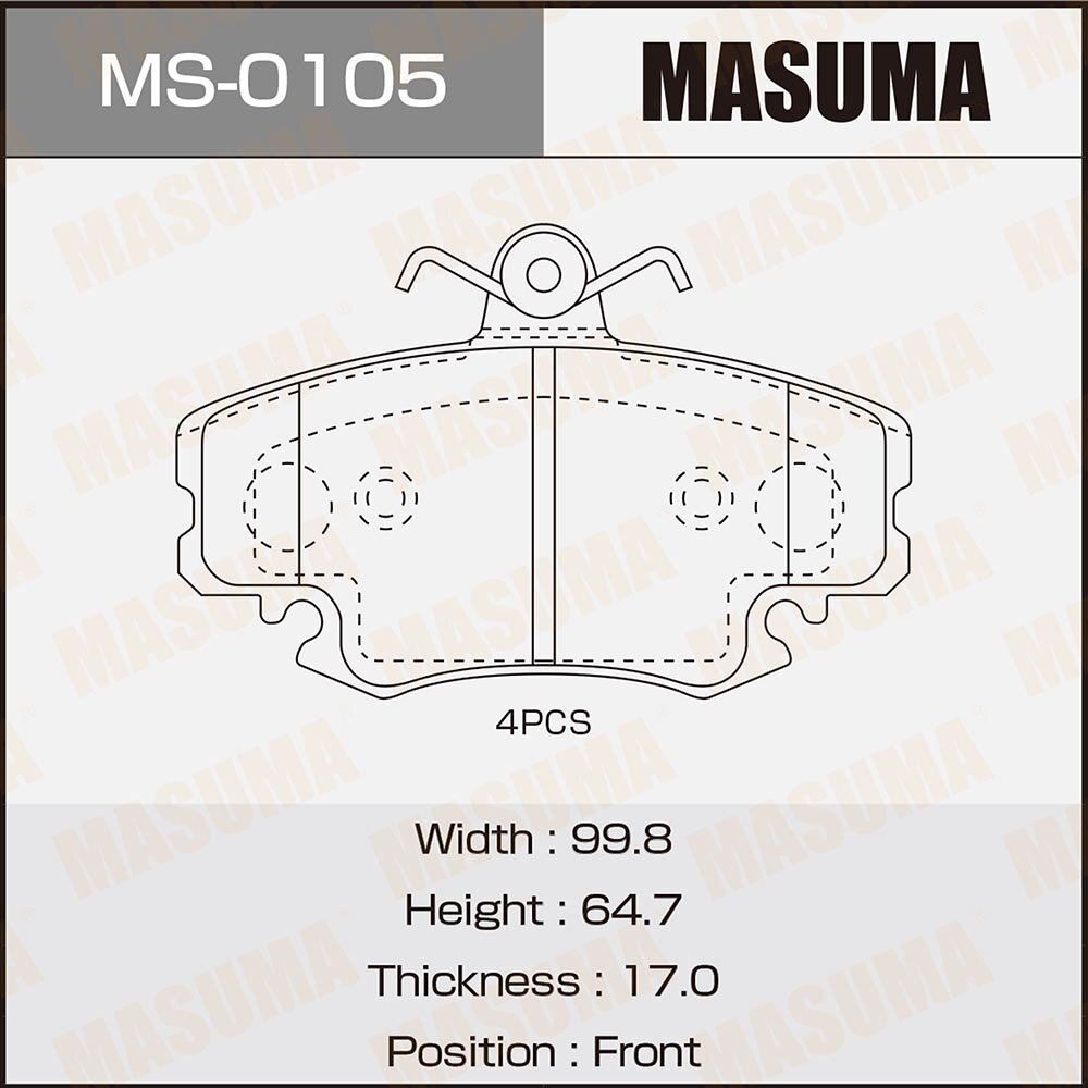 Колодки тормозные Lada Largus (+ABS); Renault Logan 04-, Sandero 07- передние Masuma