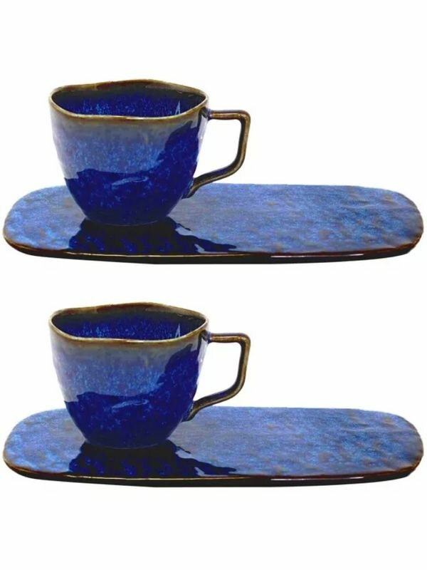 Чайный набор, чашка с блюдцем / 4 предмета, 240мл / Фарфор, Lefard