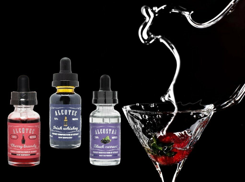 Набор эссенций Alcostar Irish Whiskey (Ирладский Виск), Black Currant (Черная смородина), Cherry Brandy (Вишневый Бренди