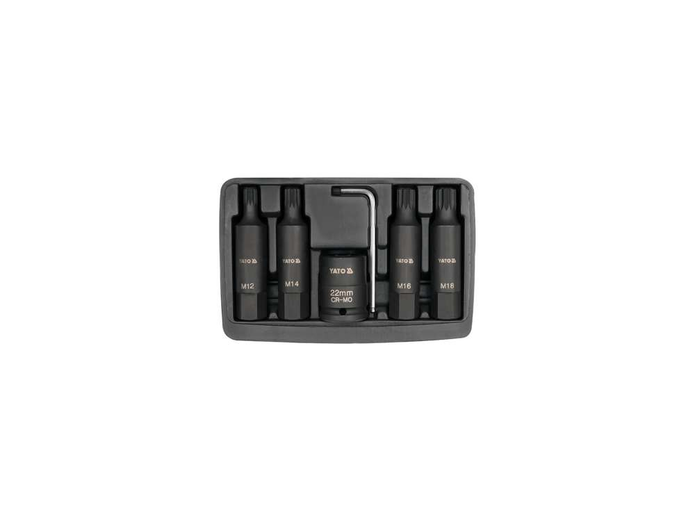 YATO YT-1157 набор бит ударных, spline, 6 пр: m12, m14, m16, m18 х 22 мм