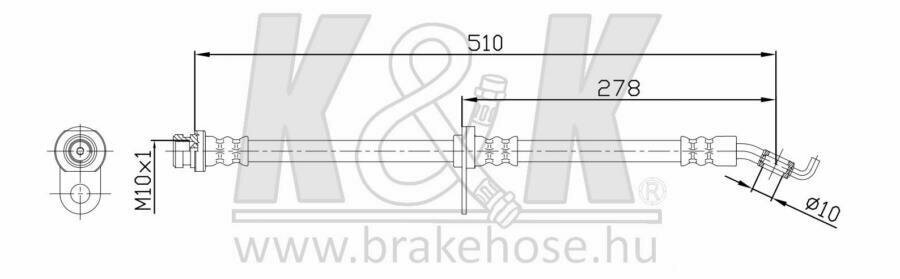 FT0468 K&K Шланг тормозной передн SUZUKI: SWIFT III (SG) 1.3/1.3 4x4/1.3 DDiS/1.5/1.6 05-
