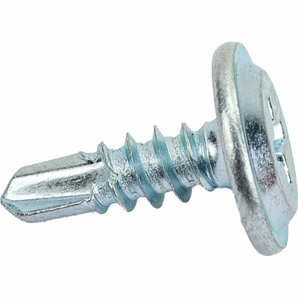 Саморез Daxmer с пресс-шайбой ПШС, оцинкованный стальной, полусферная головка, Phillips, усиленный сверло