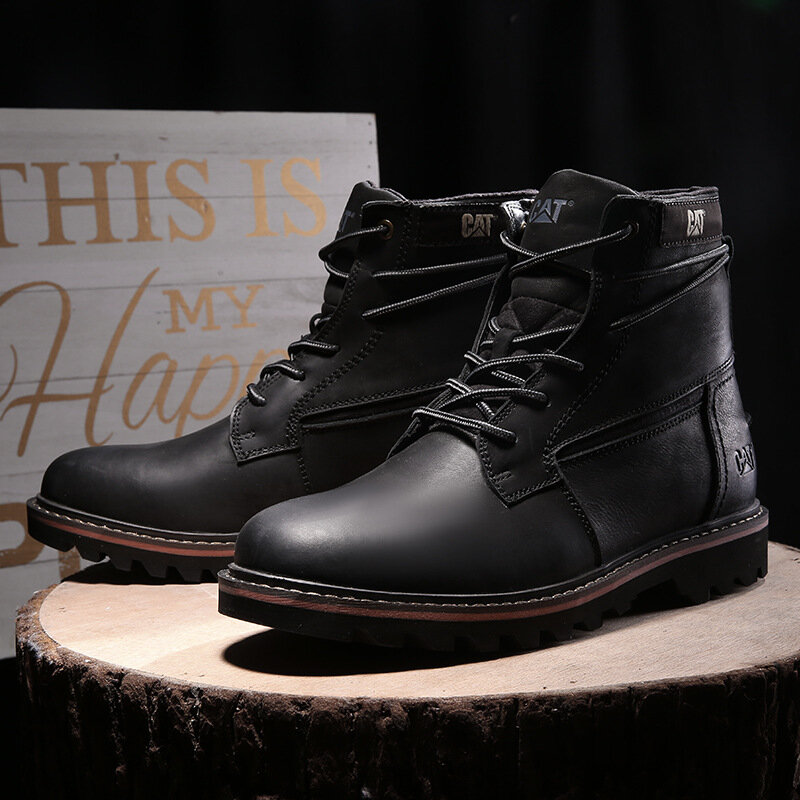 Полусапожки осенние и зимние высокие ботинки Martin мужские первый слой из коровьей кожи защитная обувь со стальным носком для защиты труда