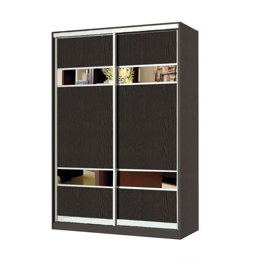 Шкаф-купе Классика 140х60х220 см, 2-х дверный, в прихожую, для одежды, Венге с зеркалом