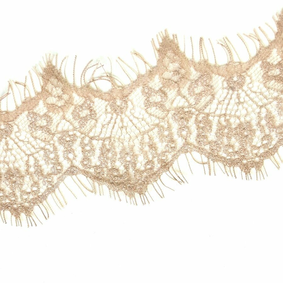 Изысканное шантильи: Кружево реснички , 65 мм, 9м(3шт*3м), цвет бежевый