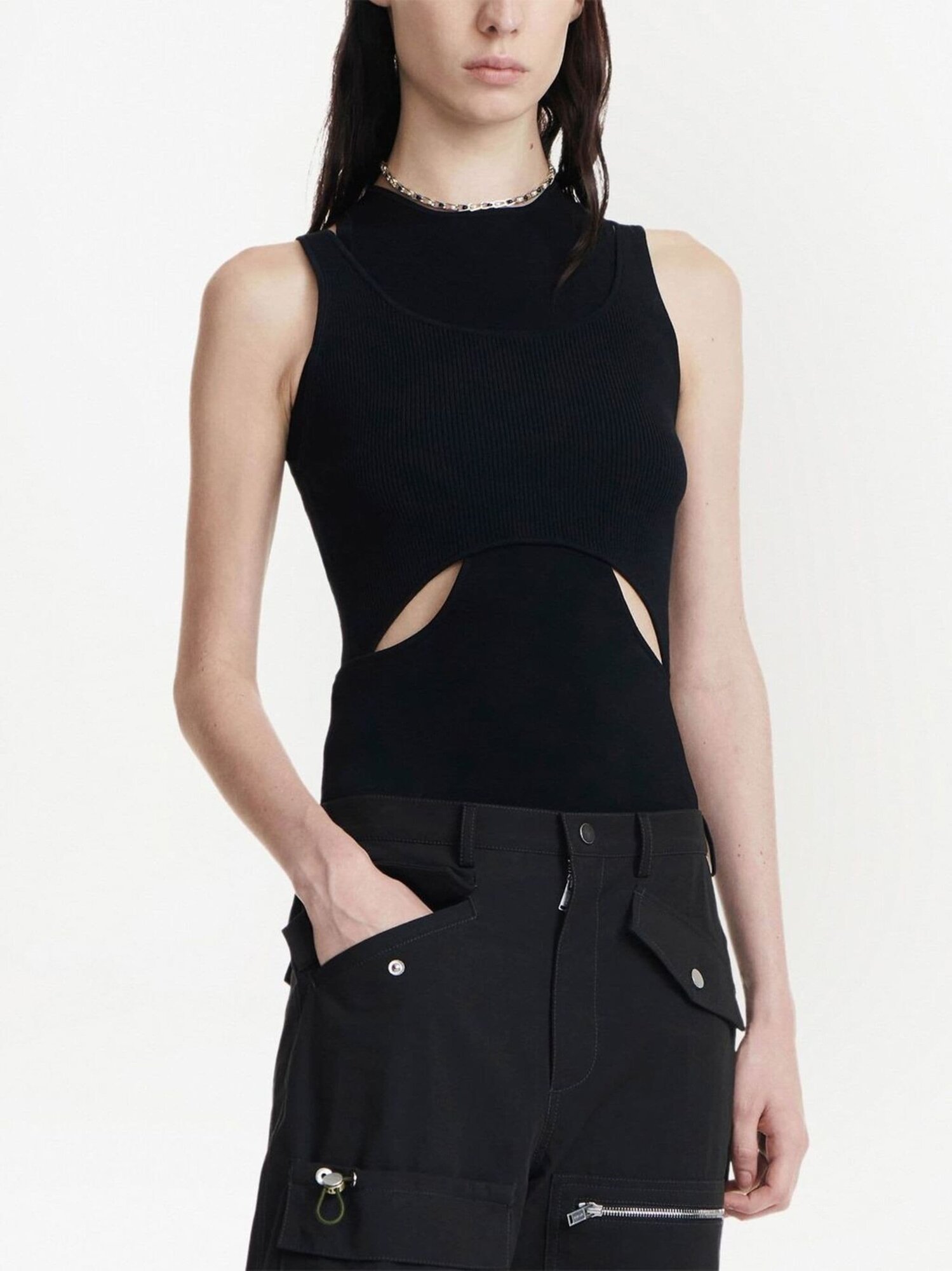 Топ Dion Lee Interlink cut-out tank top, размер 10, black/black — фото 1