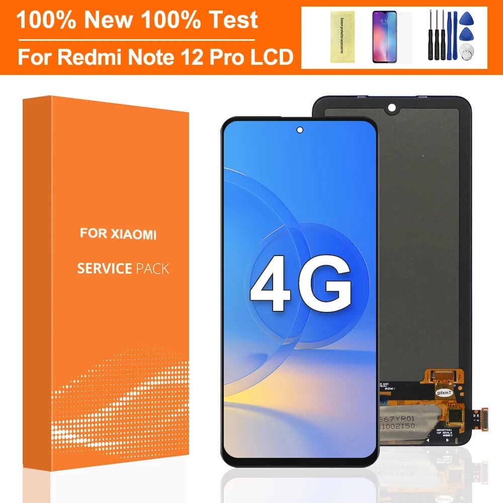 Экран Super Amoled для Xiaomi Redmi Note 12 Pro 4G 2209116 AG ЖК-дисплей Цифровой сенсорный экран с рамкой и дигитайзером в сборе AMOLED With Frame