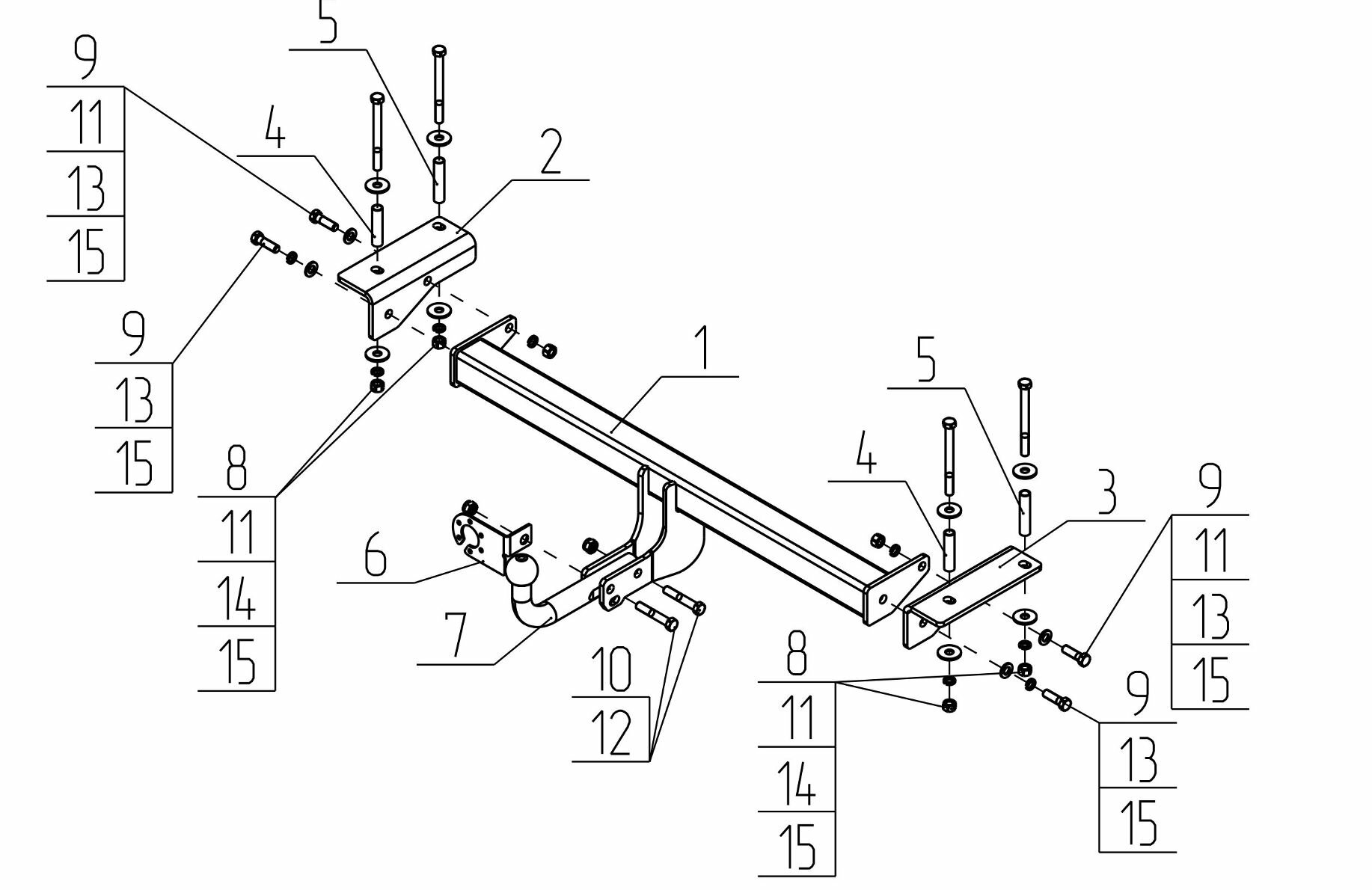 Фаркоп Avtos на CHANGAN CS55 2017- (паспорт и сертификат в комплекте)(без электрики)CG 02