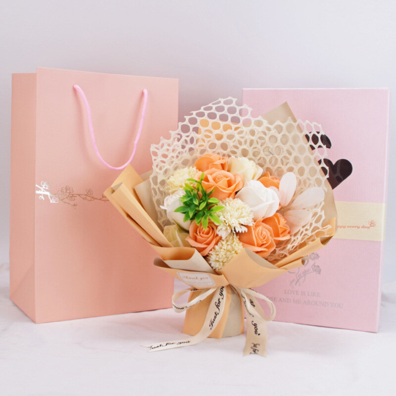 Букет мыла "Международный день матери" Fresh wind, роза, шампанское, подарочная коробка