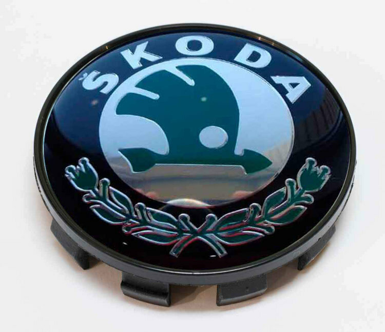 Колпачок - заглушка на литой диск Skoda (Шкода), черный, диаметр 56 мм