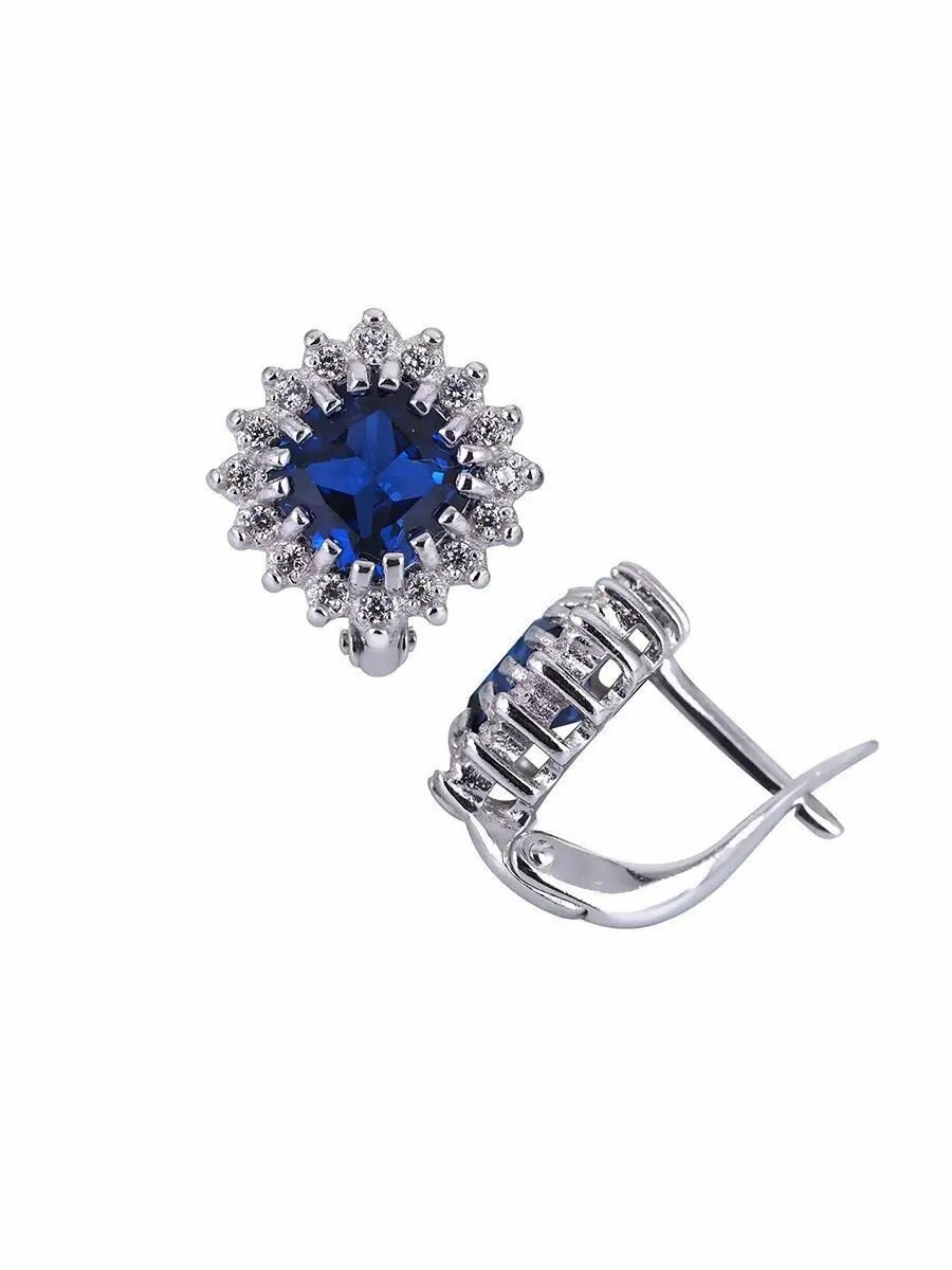 Серьги, серебро, 925 проба, родирование, кварц синтетический