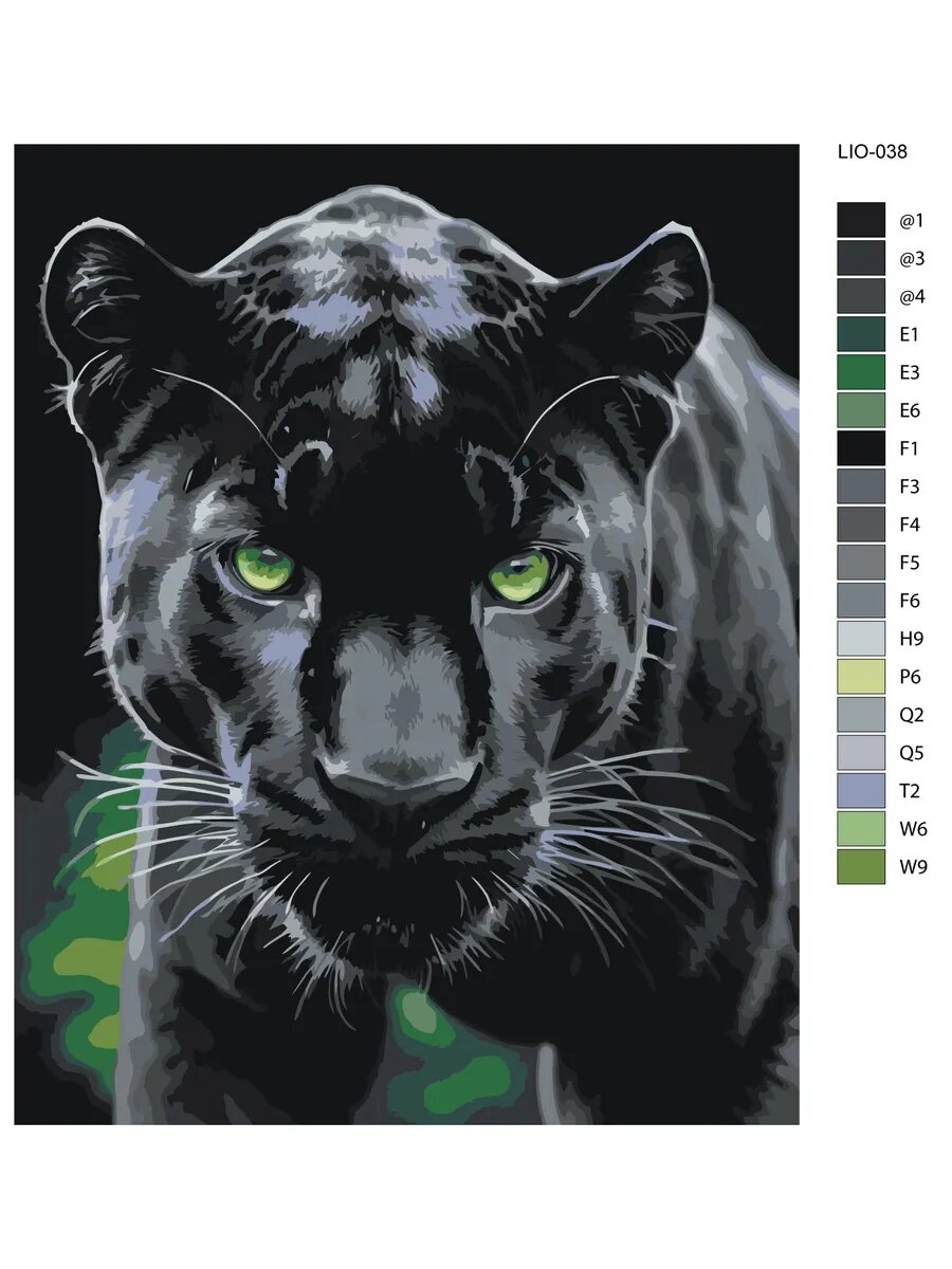 Картина по номерам,40 x 50, LIO-038, черная пантера,