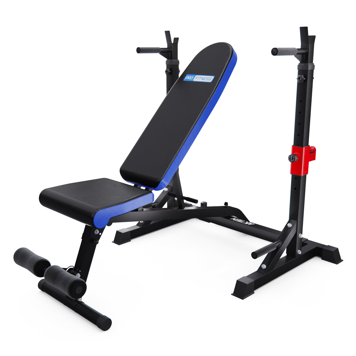 Скамья DFC PRO FITNESS, для жима, со стойками, антискользящее покрытие, чёрная