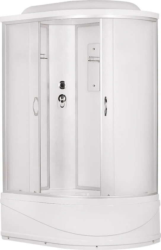 Душевая кабина Erlit Комфорт ER3512TPL-C3-RUS стеклянная, 120x80, высокий поддон, с сиденьем, закрытая (с крышей), с матовым стеклом, без гидромассажа, с функцией тропический душ
